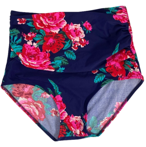unbranded | Swim | High Waisted Bikini Bottoms Navy Pink Floral Nwot ...